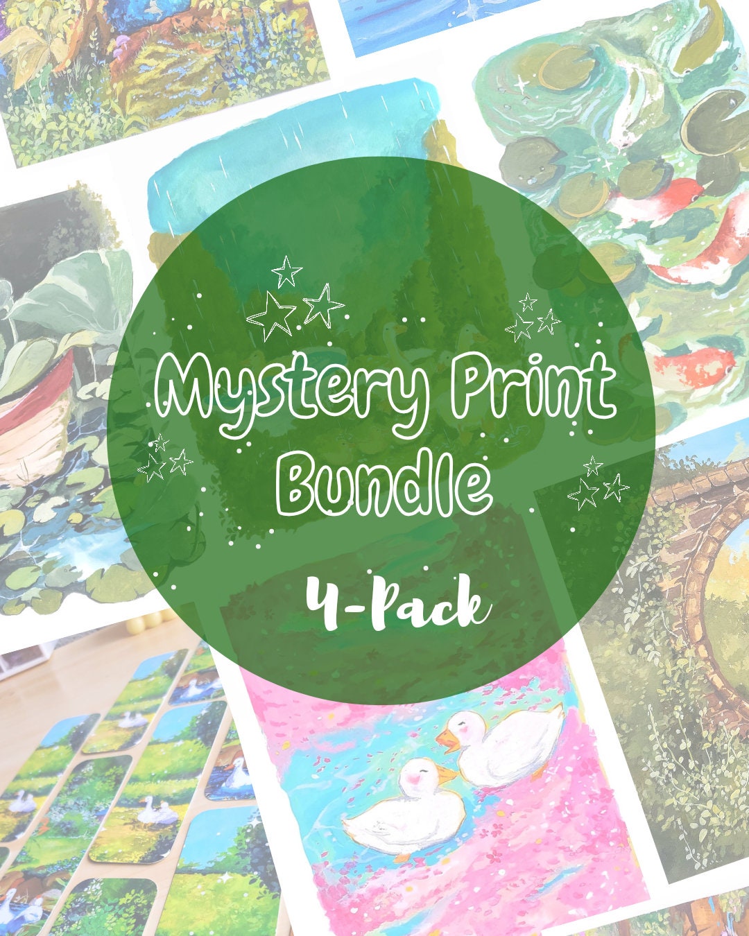 Mystery Art Pack, Gouache Art Prints, Bundle of 4 Surprise Art Pieces ...