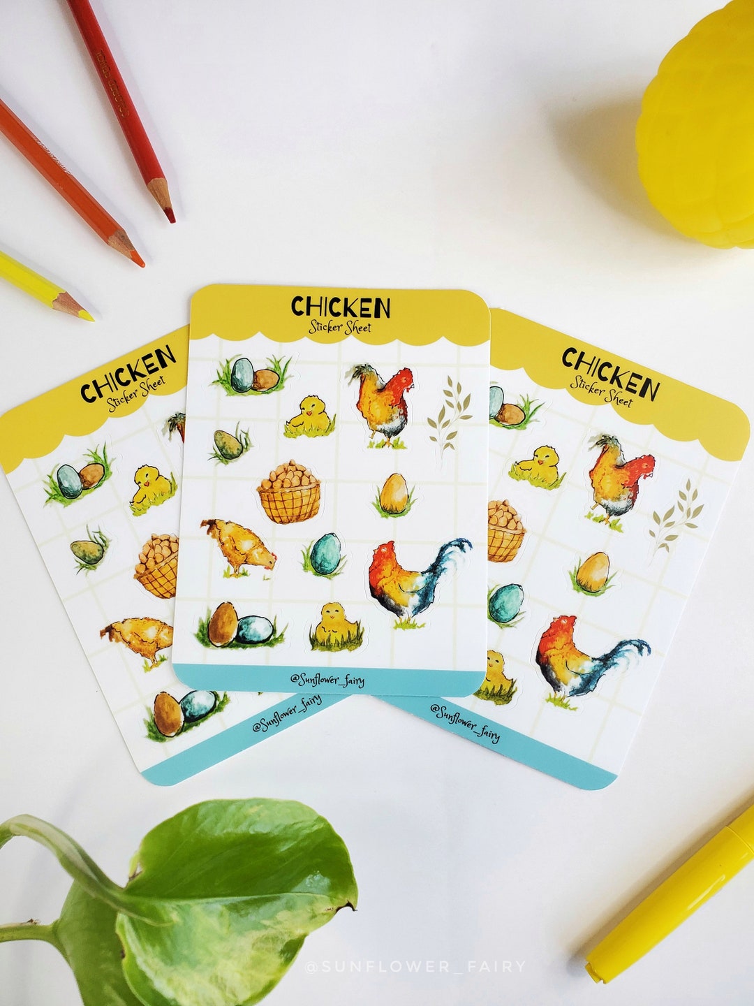 Gouache Stickers Sheet, Chicken Sticker Sheets, Journal Stickers ...