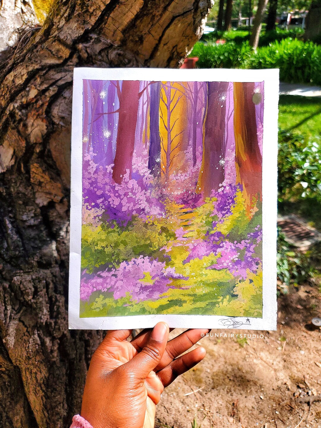 Hand Painted Dreamy Forest Goauche, Original Fine Art, Gouache Art ...