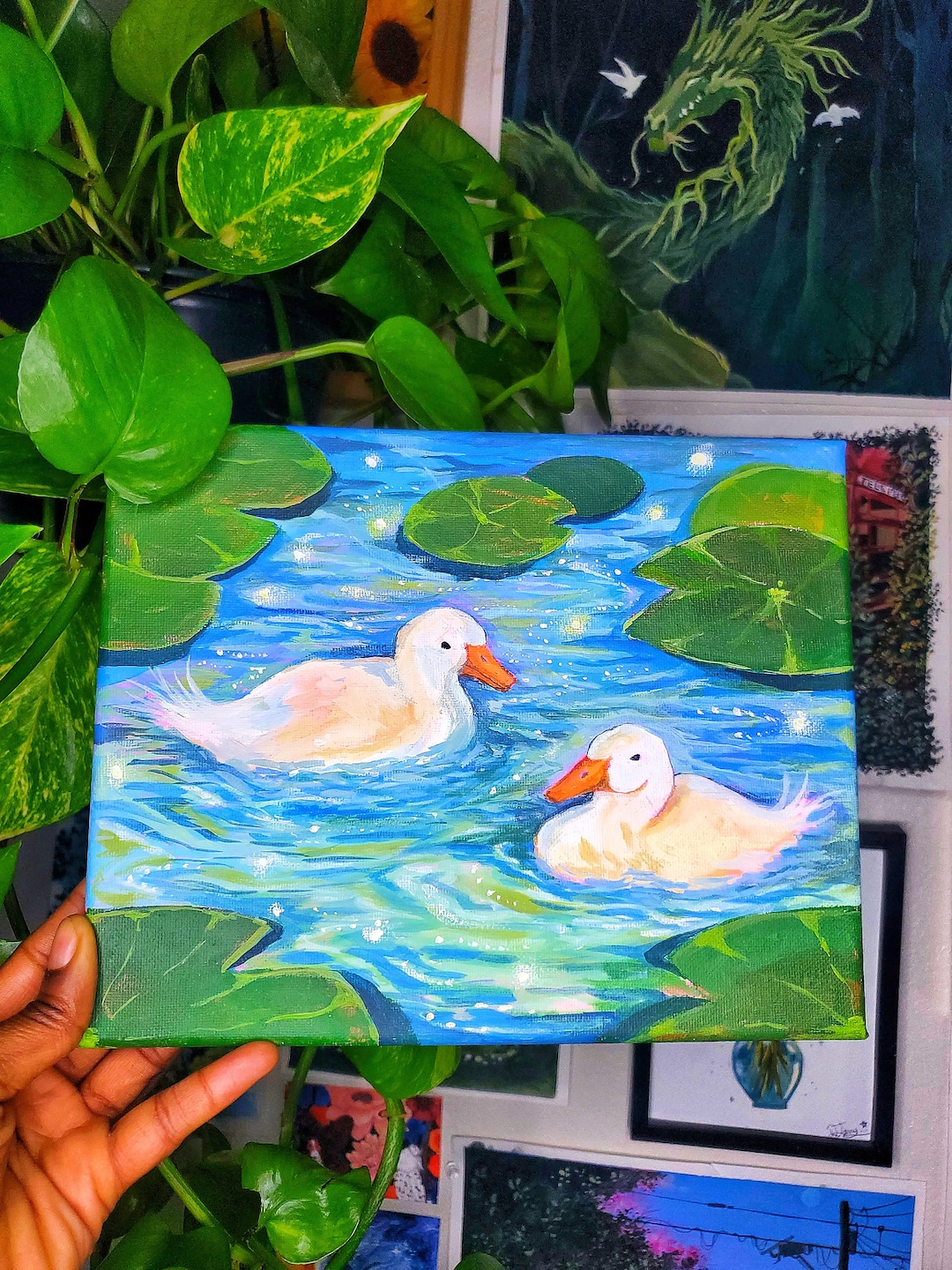 Duck Painting Original, Original Art, Acrylic Painting, Farm Animal ...