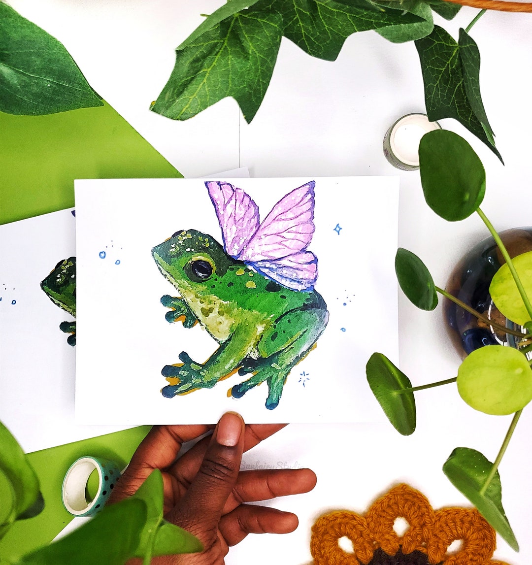 Fairy Froggy Print, Cute Frog Print, Gouache Art Prints, Adorable Frog ...