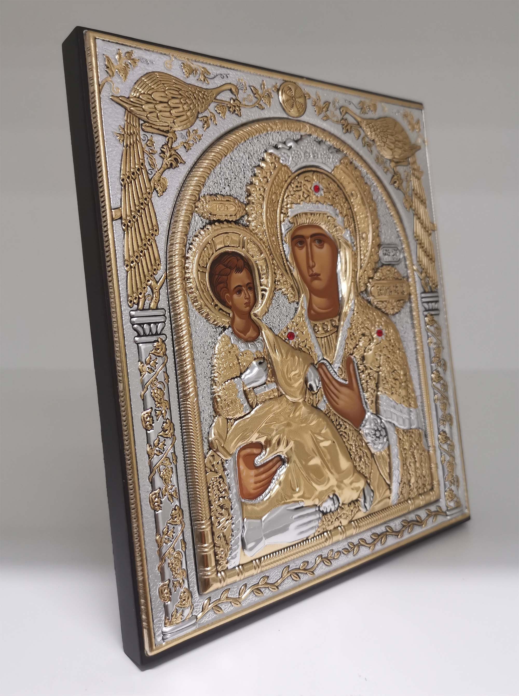 Virgin Mary Three-handed Silver Christian Orthodox Icon / Greek ...