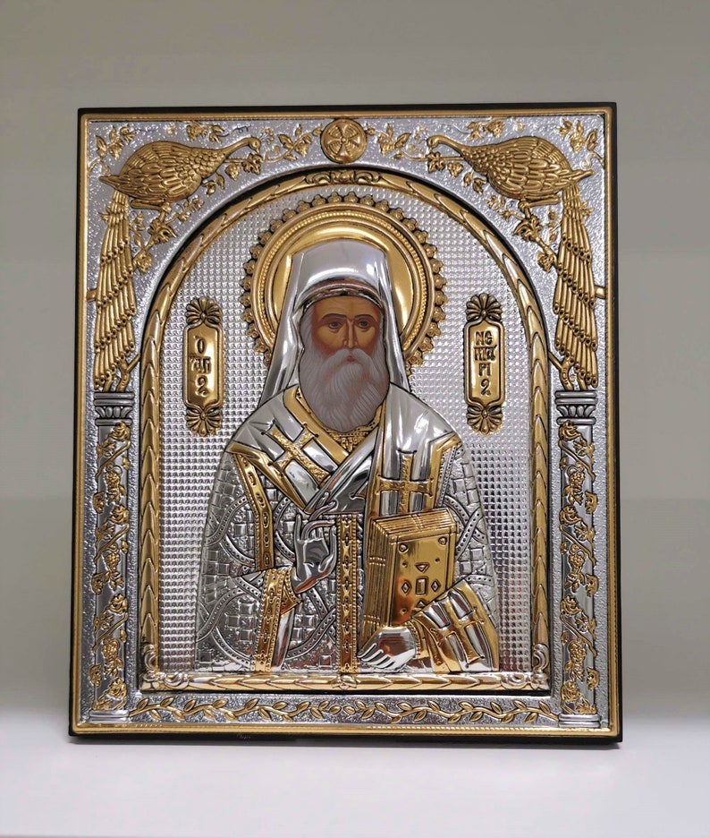 Saint Nectarios Silver Christian Orthodox Icon / Greek / Handmade - Etsy