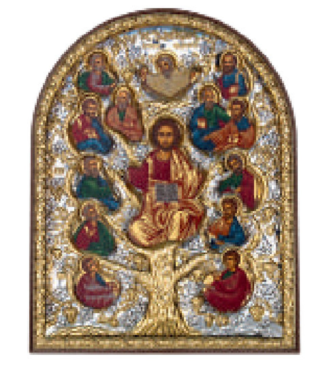 Tree of Life Ampelos Byzantine Silver Christian Orthodox Icon Plastic ...