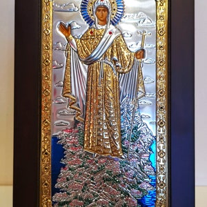 Virgin Mary of Mount Athos Silver Christian Orthodox Icon / Greek ...