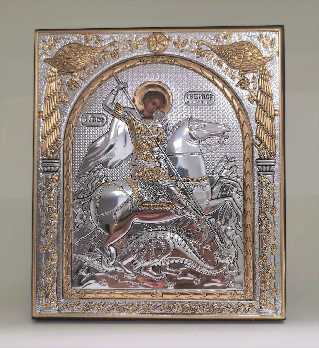 Saint George Silver Christian Orthodox Icon / Greek / Handmade - Etsy
