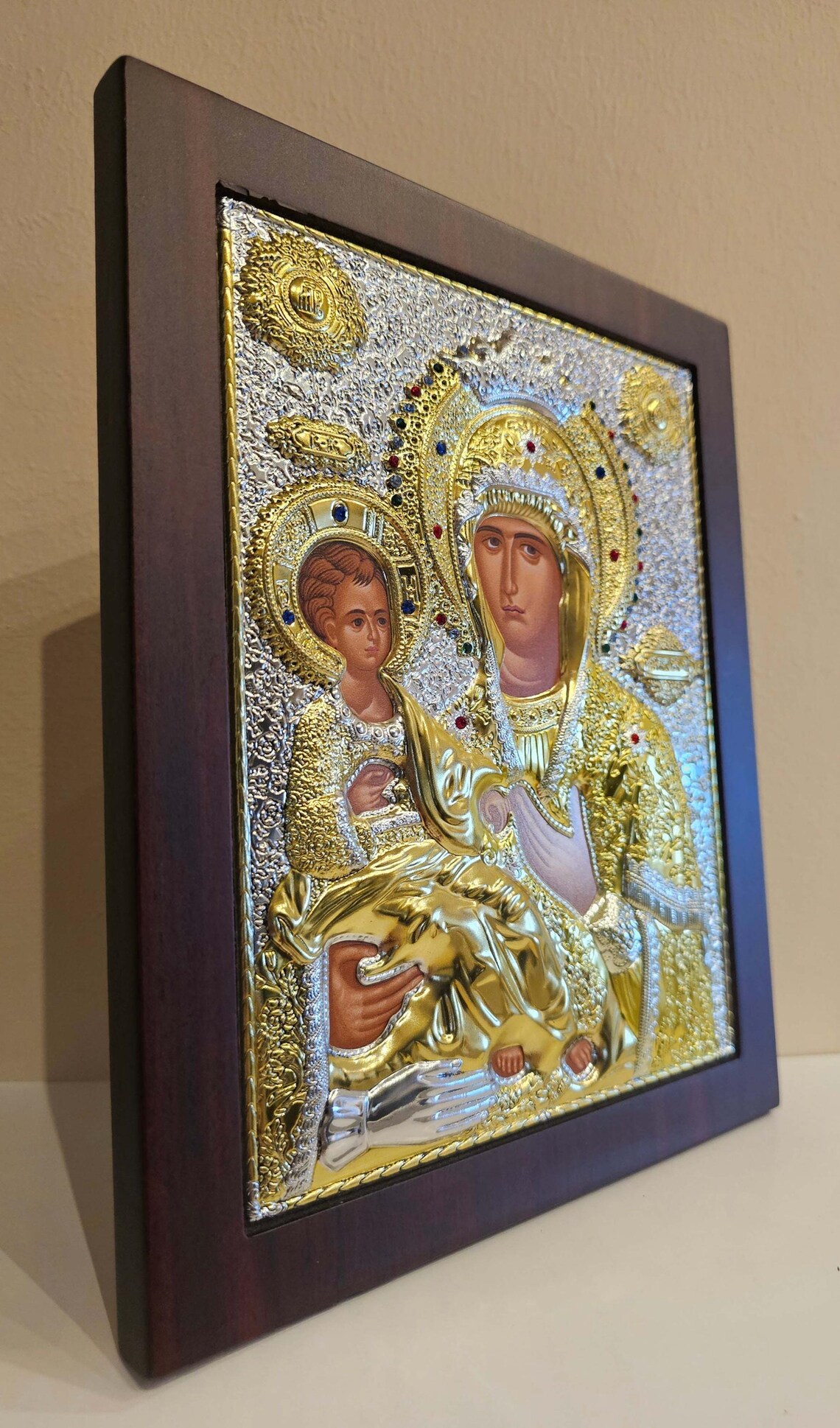 Virgin Mary Three-handed Silver Christian Orthodox Icon / Greek ...