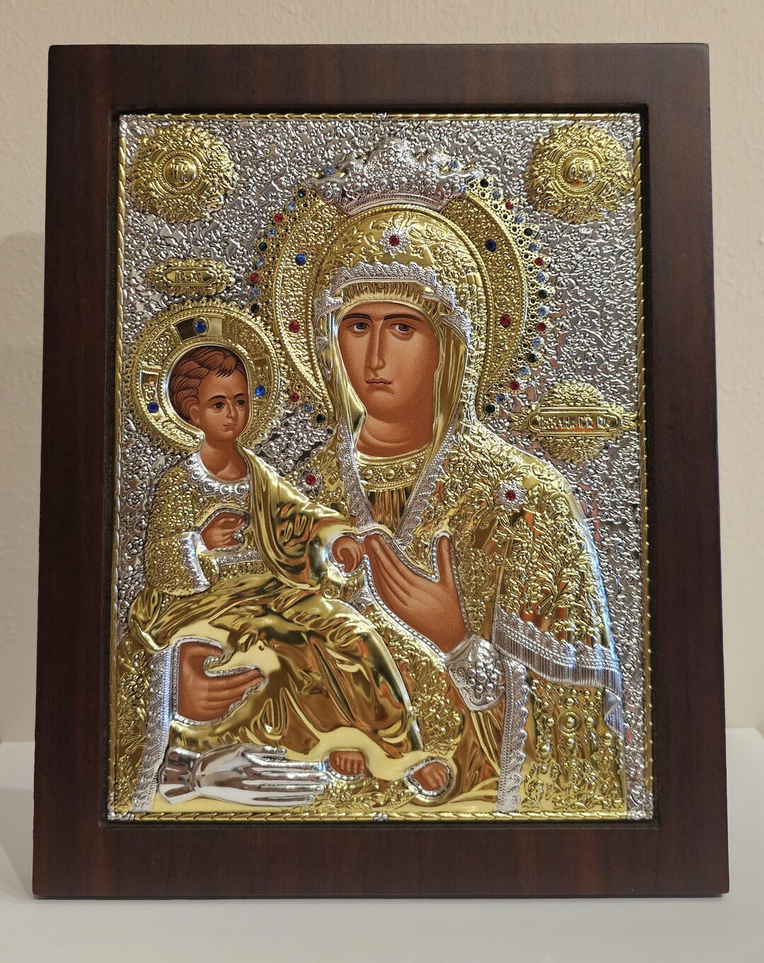 Virgin Mary Three-handed Silver Christian Orthodox Icon / Greek ...