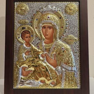 Virgin Mary Three-handed Silver Christian Orthodox Icon / Greek ...