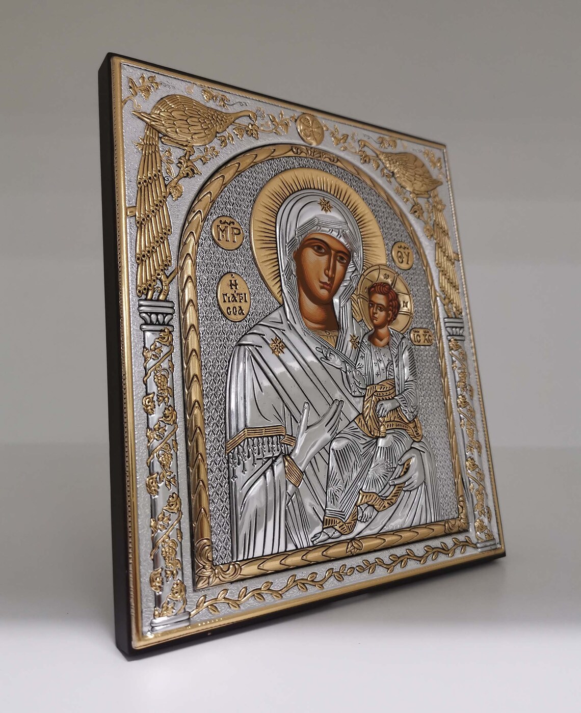 Virgin Mary the Healer Giatrissa Silver Christian Orthodox Icon / Greek ...