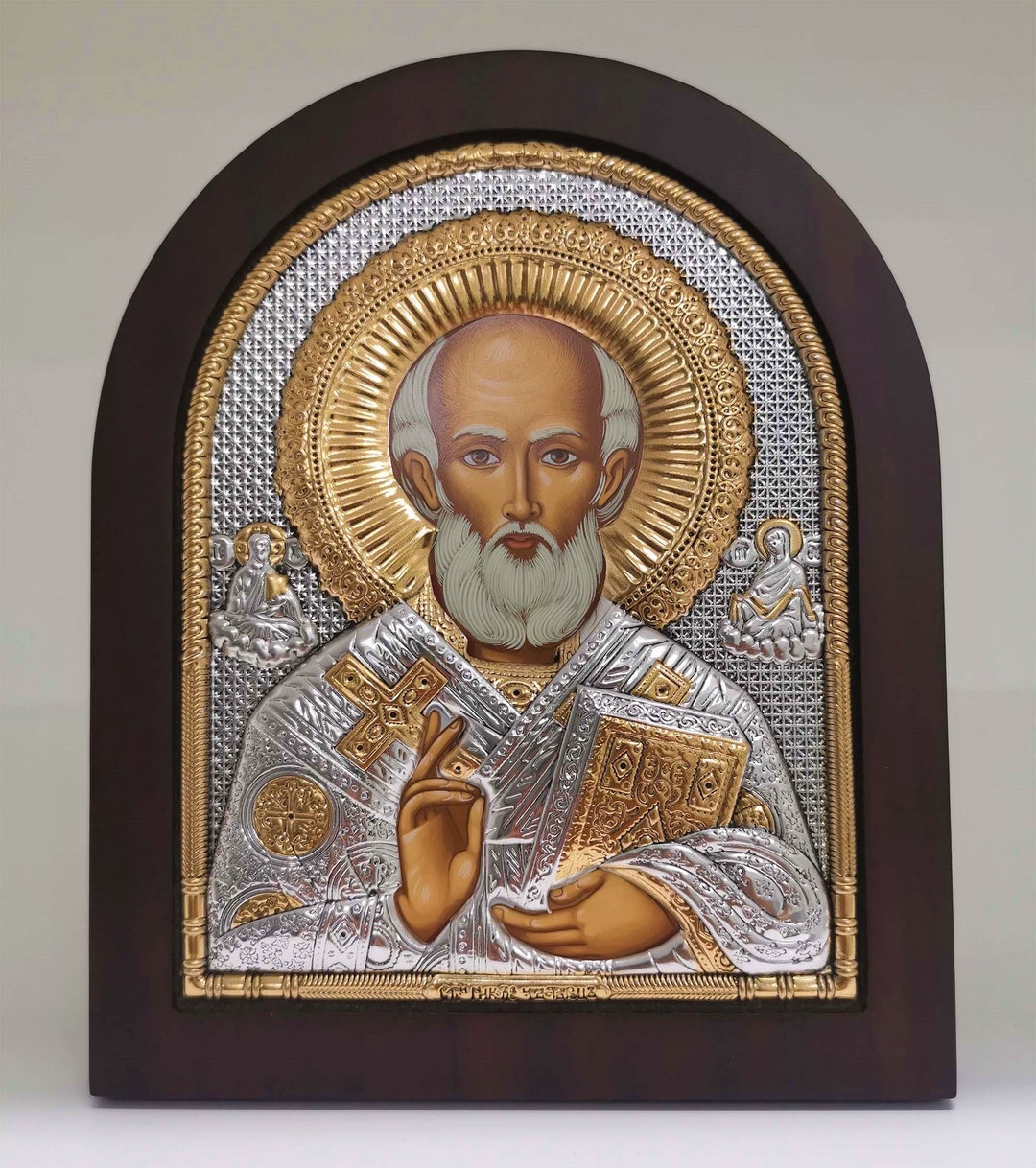 Saint Nicholas Nikolay Silver Christian Orthodox Icon / Greek ...