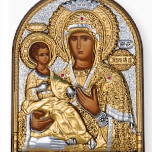 Virgin Mary Three-handed Byzantine Silver Christian Orthodox Icon ...
