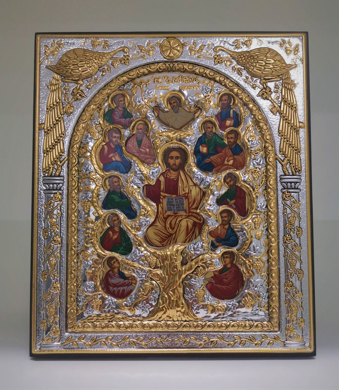 Tree of Life Ampelos Silver Christian Orthodox Icon / Greek / Handmade ...