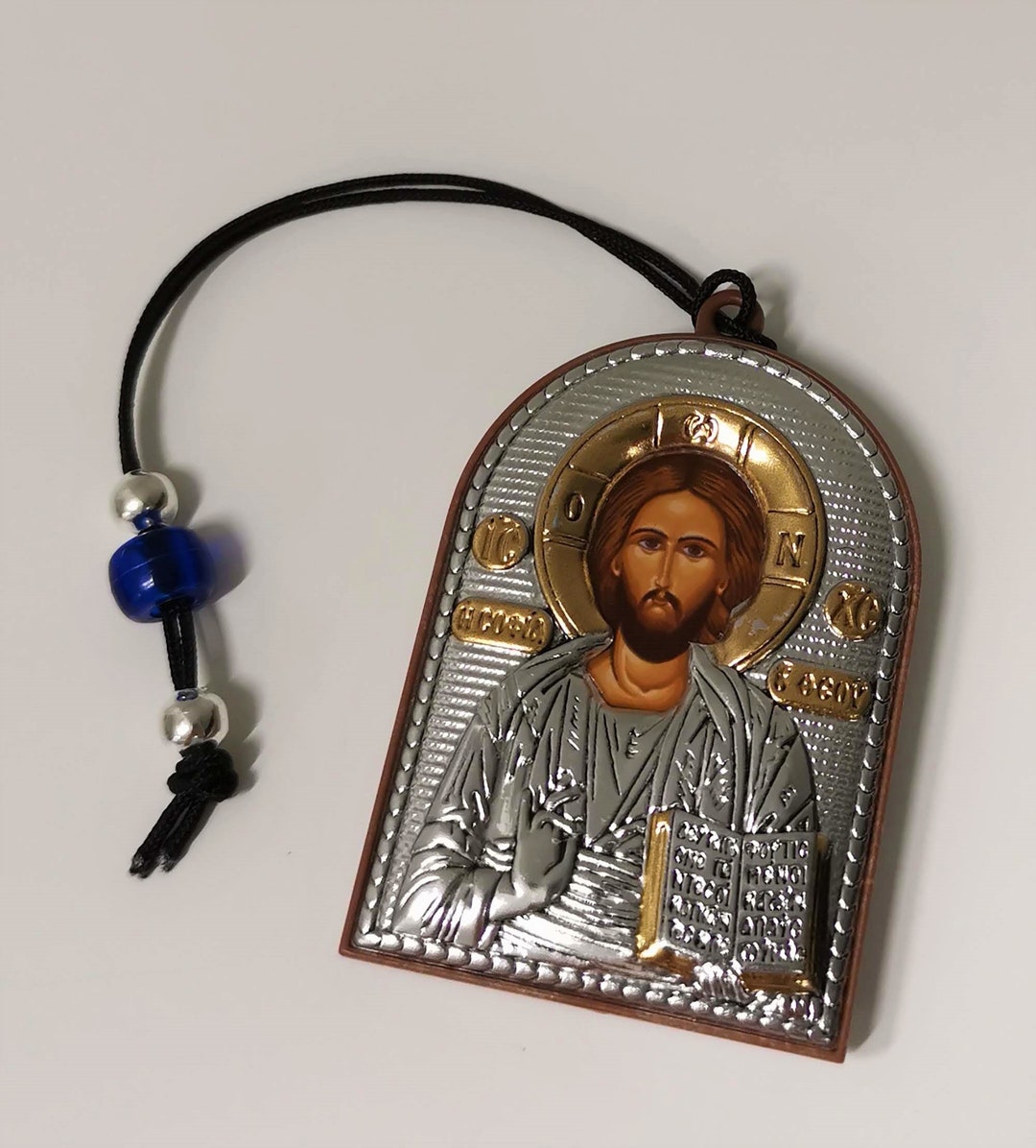 Double Faced Christian Silver Icon for Car / Greek / Handmade - Etsy