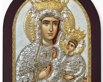 Virgin Mary of Pochayiv Silver Christian Orthodox Icon / Greek / Handmade - Etsy