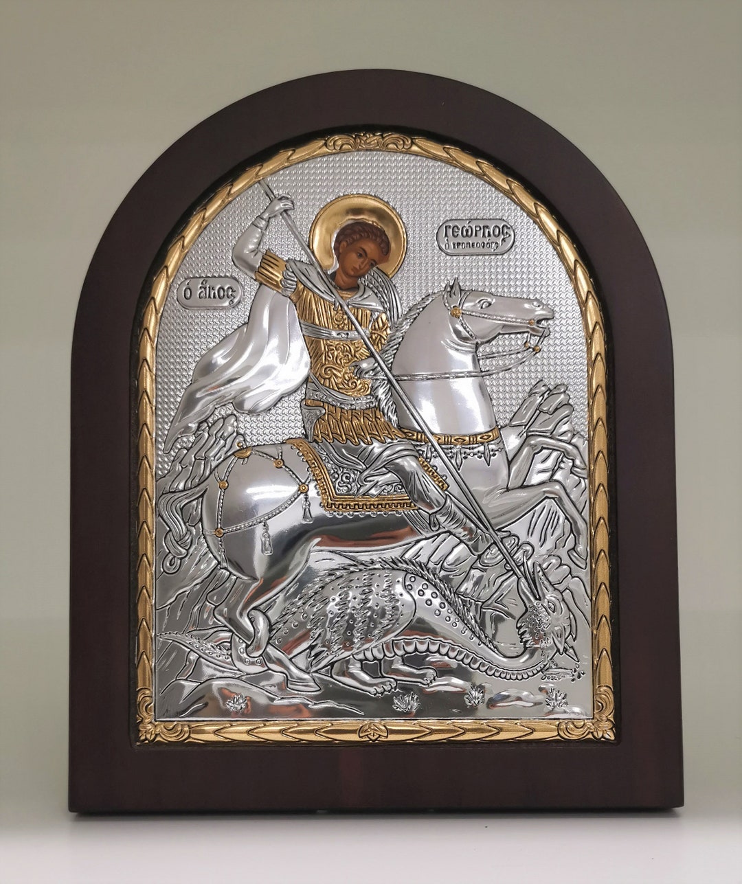 Saint George Silver Christian Orthodox Icon / Greek / Handmade - Etsy