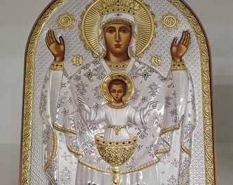 Virgin Mary of Pochayiv Silver Christian Orthodox Icon / Greek / Handmade - Etsy