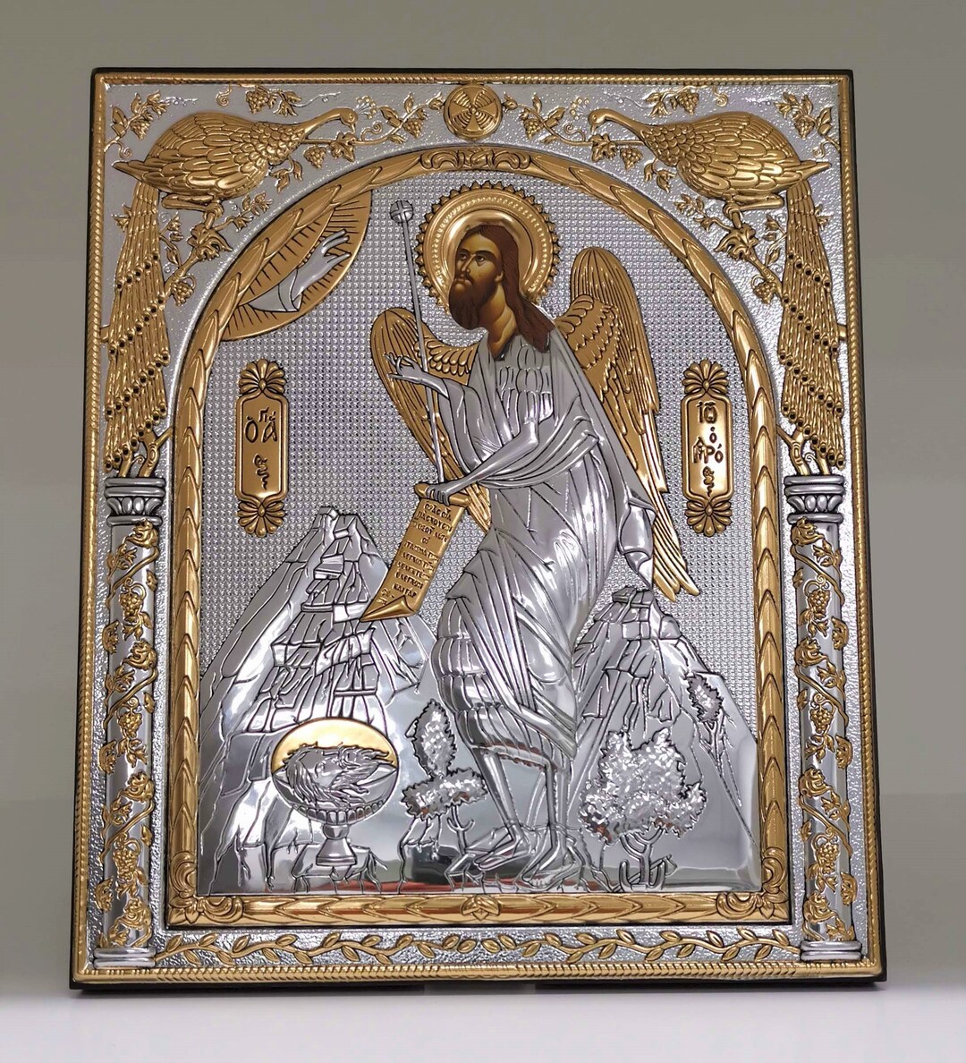 Saint John the Baptist Prodromos Silver Christian Orthodox Icon / Greek ...