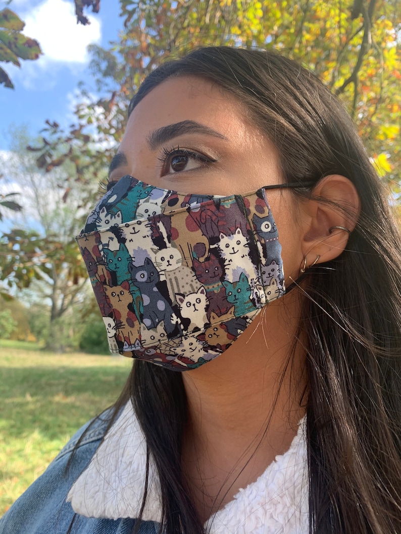 Fun Reusable Face Mask - Cat Pattern - Ideal for Cat Lovers! - 3D ...