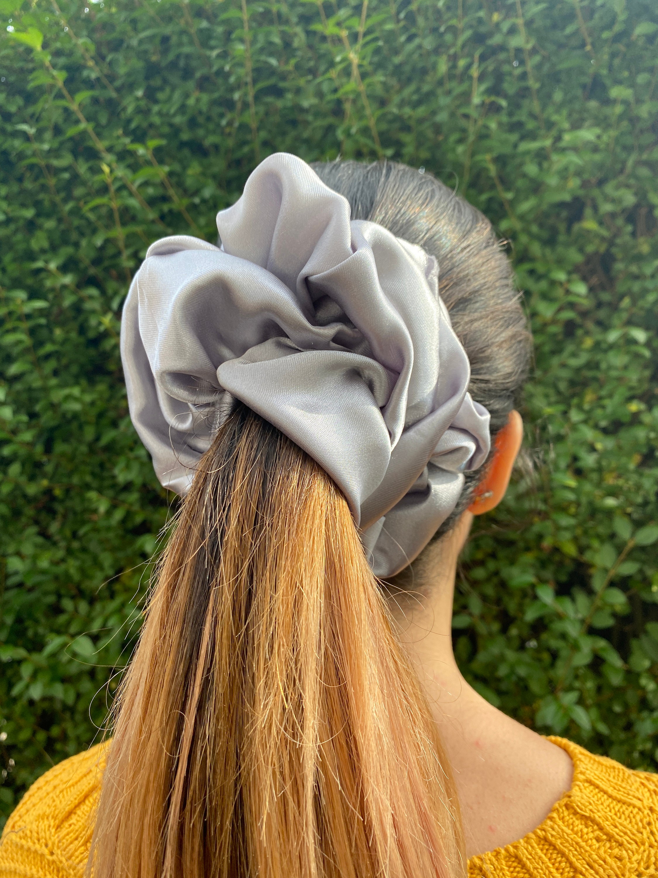 Satin Giant Scrunchie in a Silver/grey Great for Thick Hair - Etsy
