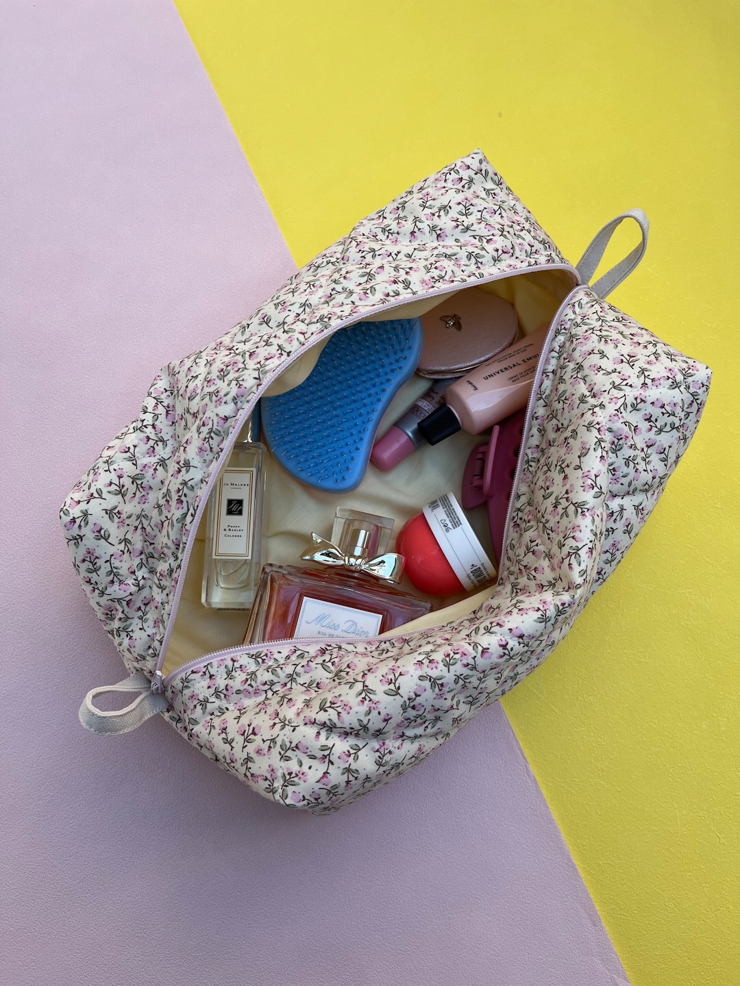 Quilted Make up Bag in Cute Floral Patterns - Large Toiletries Bag ...
