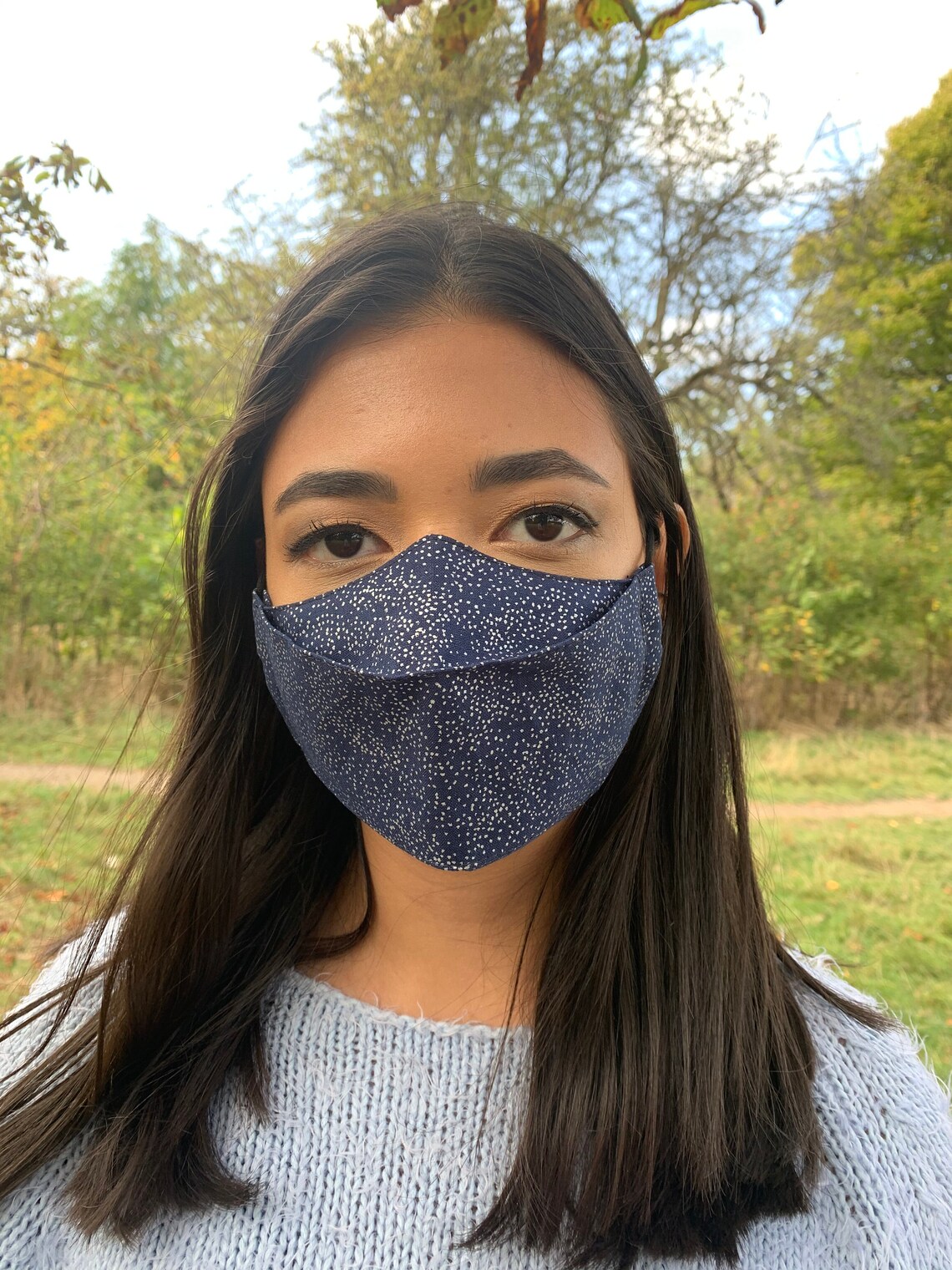Handmade Navy Face Mask With Silver Speckle - Glasses Friendly 3D ...