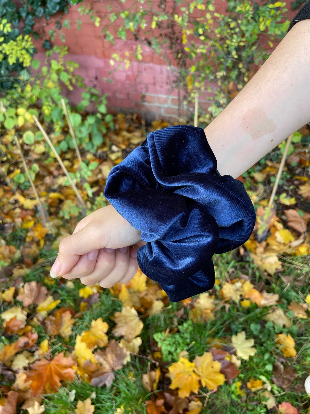 Velvet Giant Scrunchie in a Navy Blue Great for Thick, Long Hair Extra ...