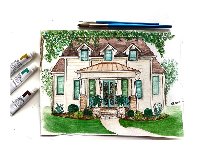 Custom Home Portrait, Watercolor Home Illustration, Realtor Closing ...