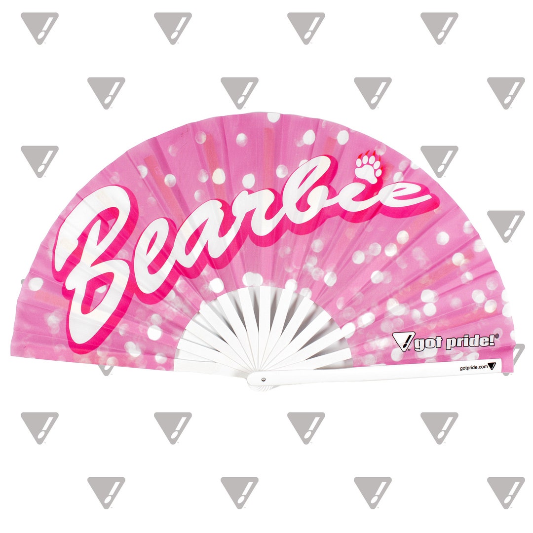 Bearbie Gay Bear Fun Large Bamboo Folding Hand Fan Clack Fan Rave Fan ...