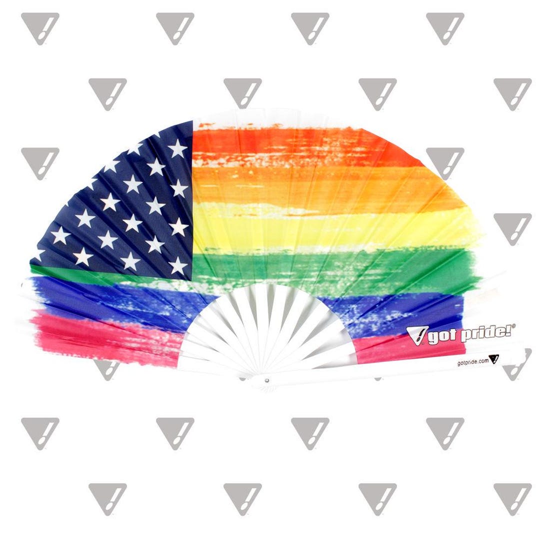 American Gay Pride Flag Large Bamboo Folding Hand Fan Clack Fan Rave ...