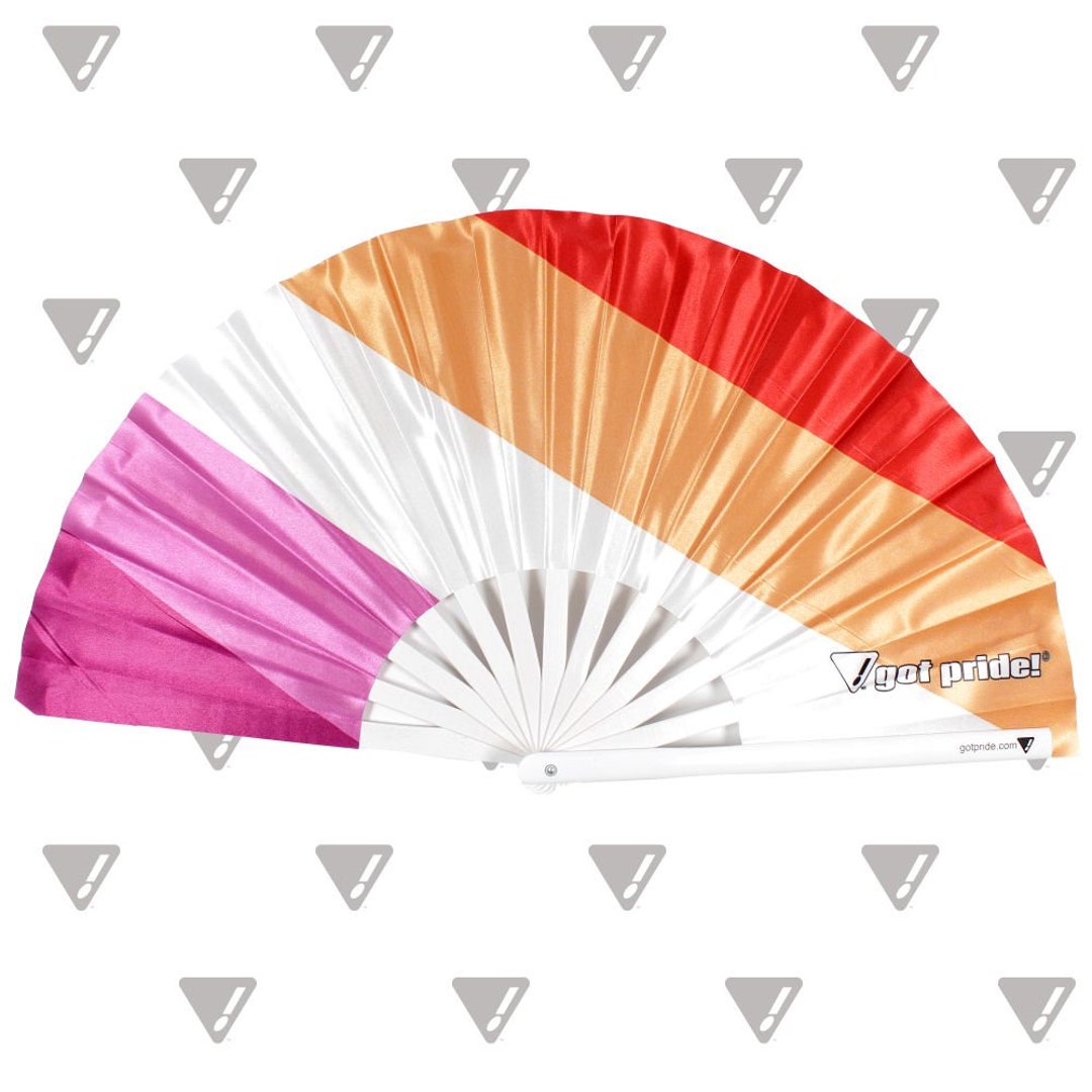 Lesbian Pride Flag Large Bamboo Folding Clack Hand Fan or Raves ...