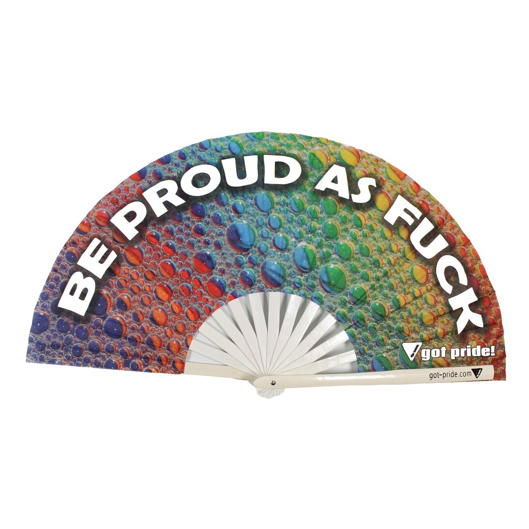 Be Proud AF Large Pro-FAN-ity Bamboo Folding Clack Hand Fan for Gay ...