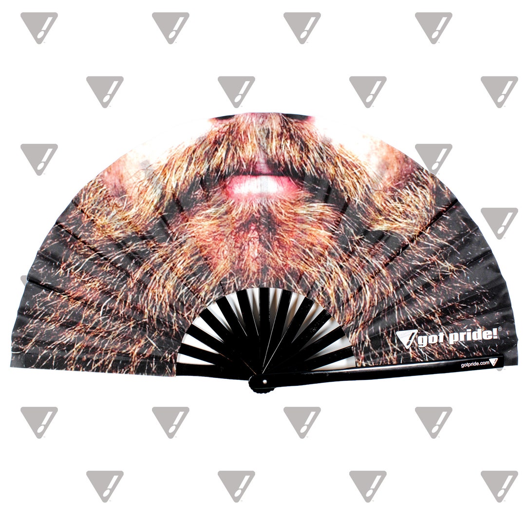 Beard Full of Secrets Large Bamboo Folding Hand Fan Clack Fan Rave Fan ...
