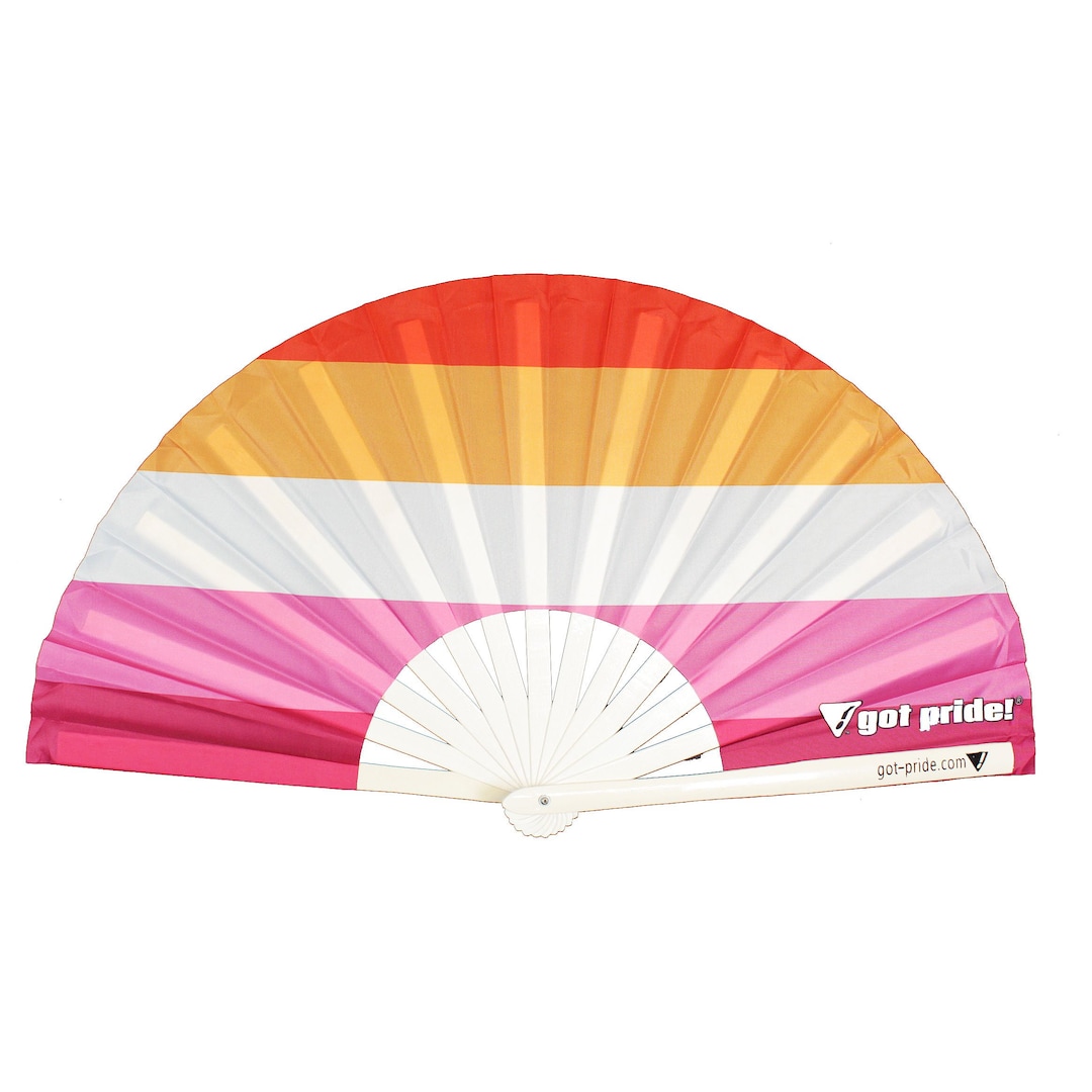 Lesbian Pride Flag Large Bamboo Folding Clack Hand Fan or Raves ...