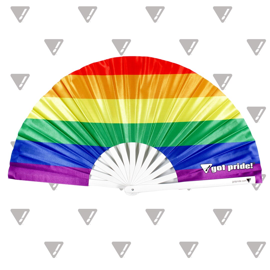 LGBT Pride Flag Large Bamboo Folding Clack Hand Fan Rave Fan Drag Queen ...