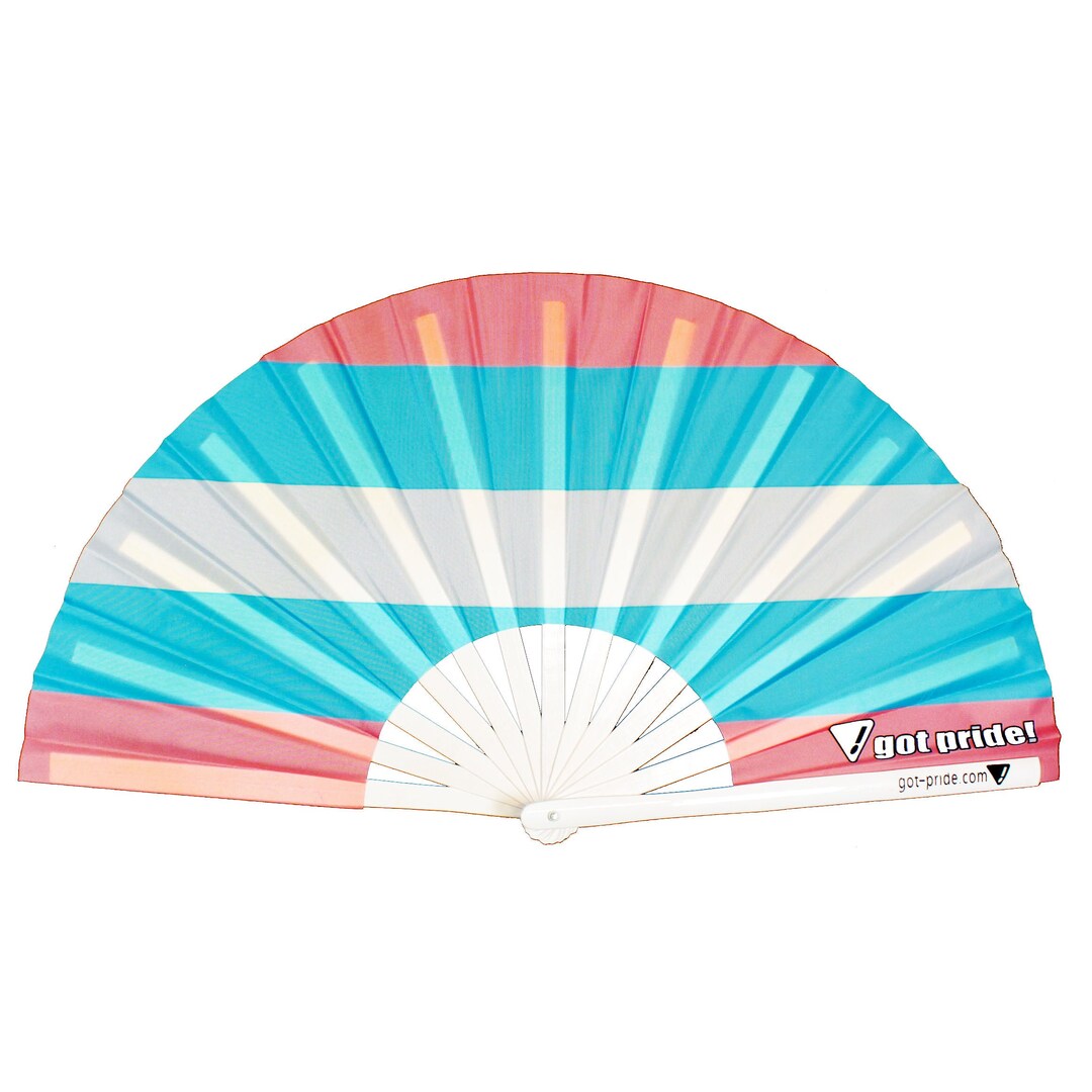 Transgender Pride Flag Fan Large Bamboo Folding Clack Hand Fan for ...