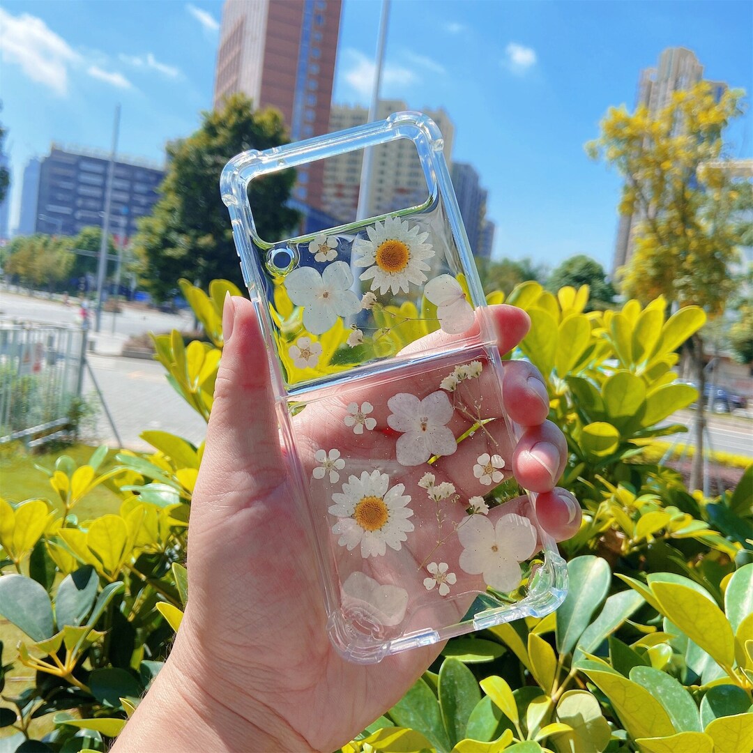 Pressed White Daisy Flower Case,samsung Z Flip 5 Z Flip 4 Z Fold 4 Case ...