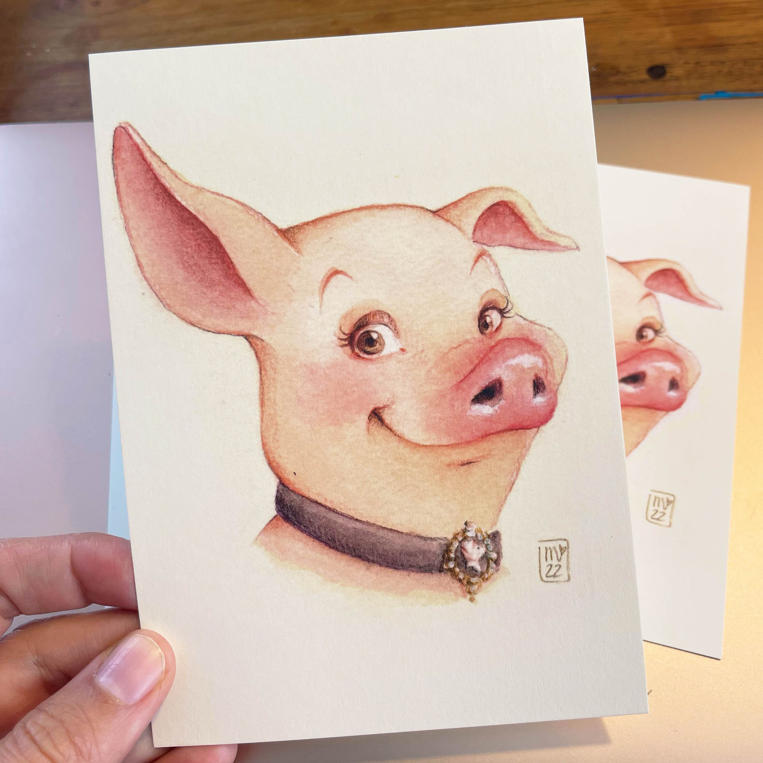 Postcard MADAME OINK Art Print - Etsy