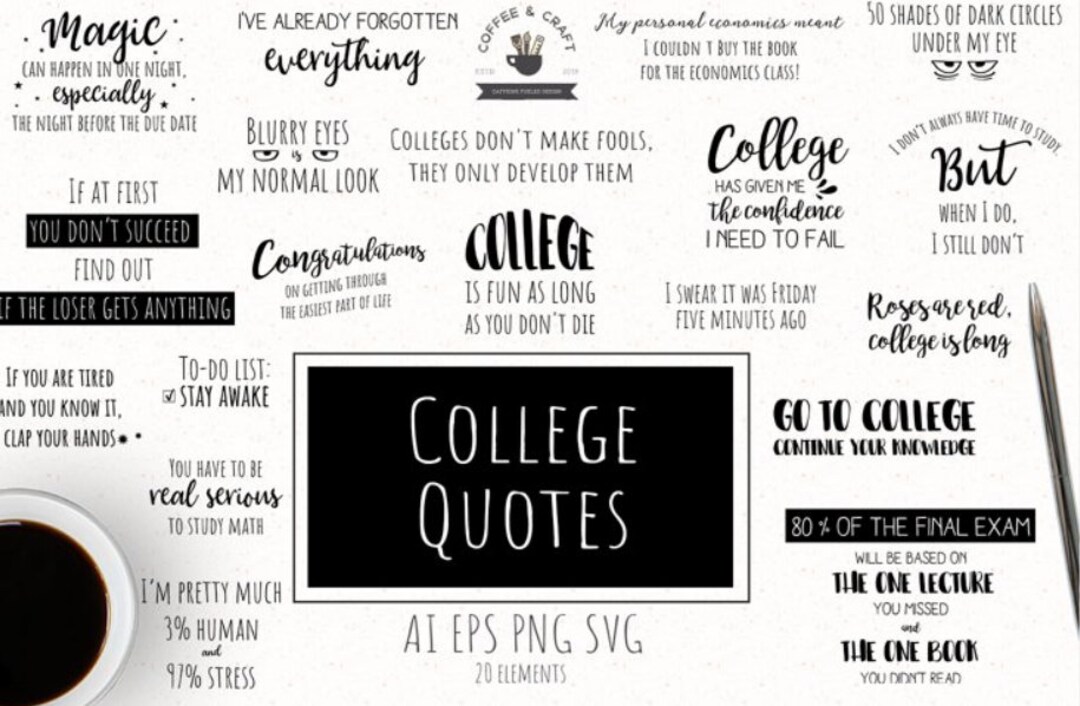 20 Student Quotes Bundle,funny Student College Student, Gift for Her ...