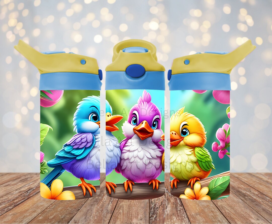 Cute Baby Birds 12 Oz Kids Fliptop Sippy Cup Tumbler Wrap 12 Oz ...