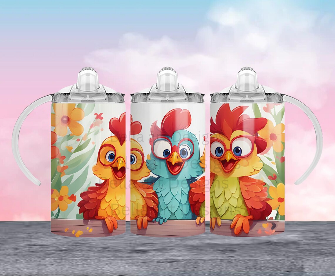 Cute Baby Chickens 12 Oz Kids Fliptop Sippy Cup Tumbler Wrap 12 Oz ...
