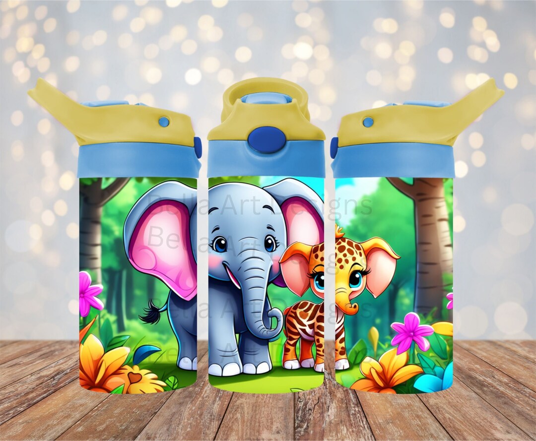 Cute Cartoon Elephants 12 Oz Kids Sippy Cup Fliptop Tumbler - Etsy