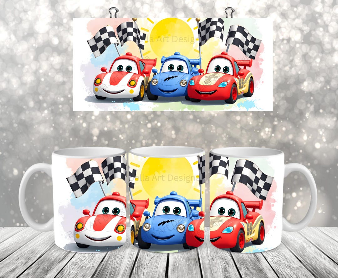 Race Cars Mug Wrap Sublimation PNG Race Car Mug Wrap Design for Kids ...