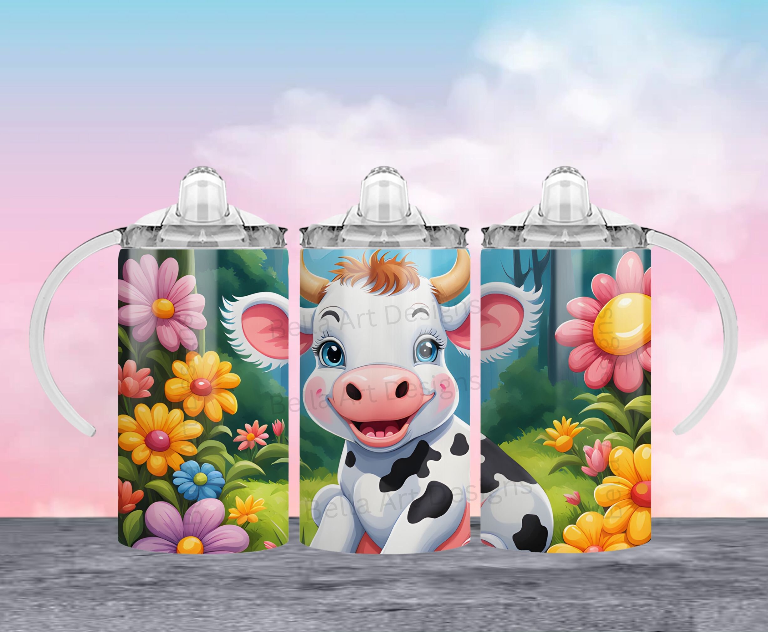 Cute Baby Cow 12 Oz Kids Sippy Cup Fliptop Tumbler Sublimation - Etsy