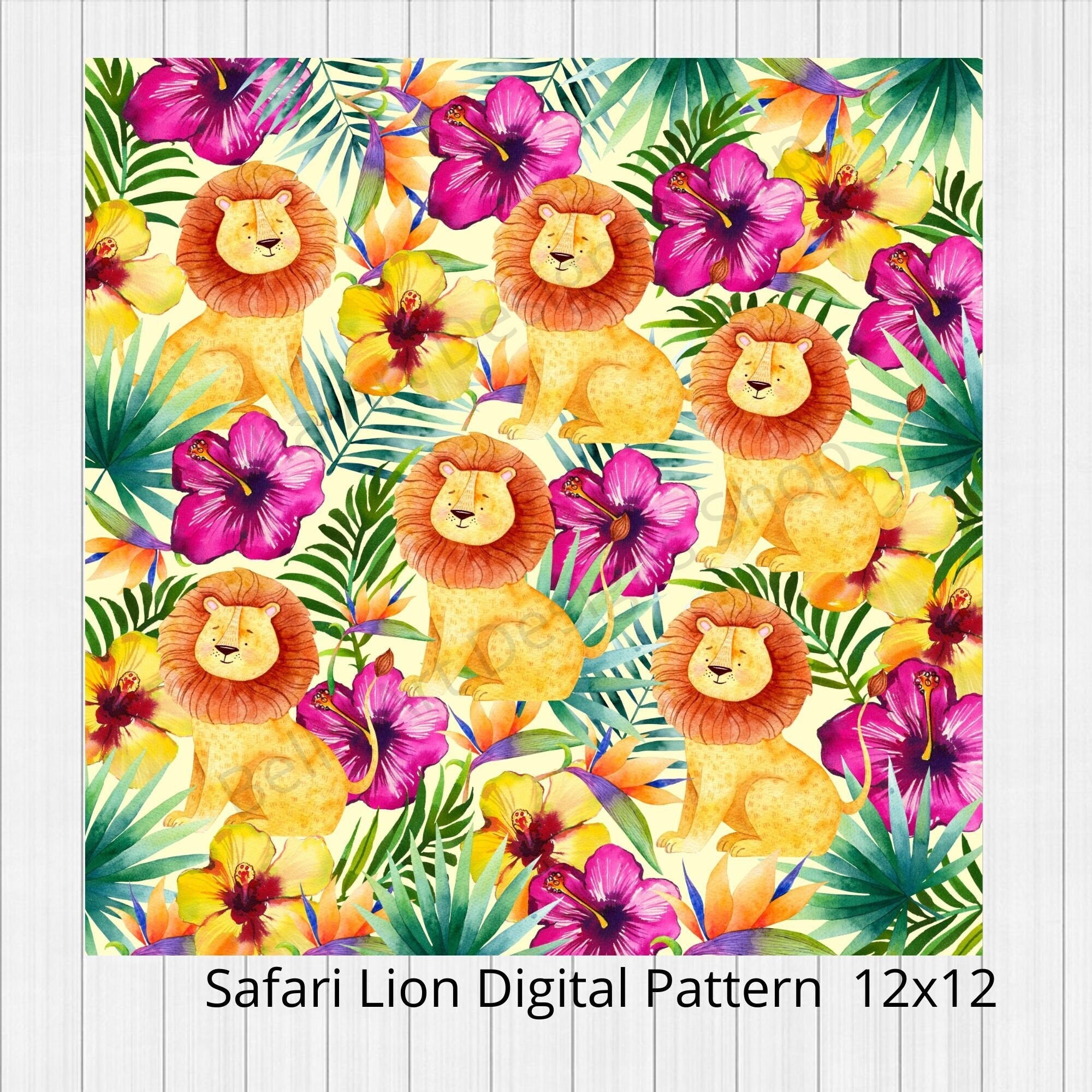 Safari Lion Digital Paper Pattern Childrens Craft Scrapbook - Etsy
