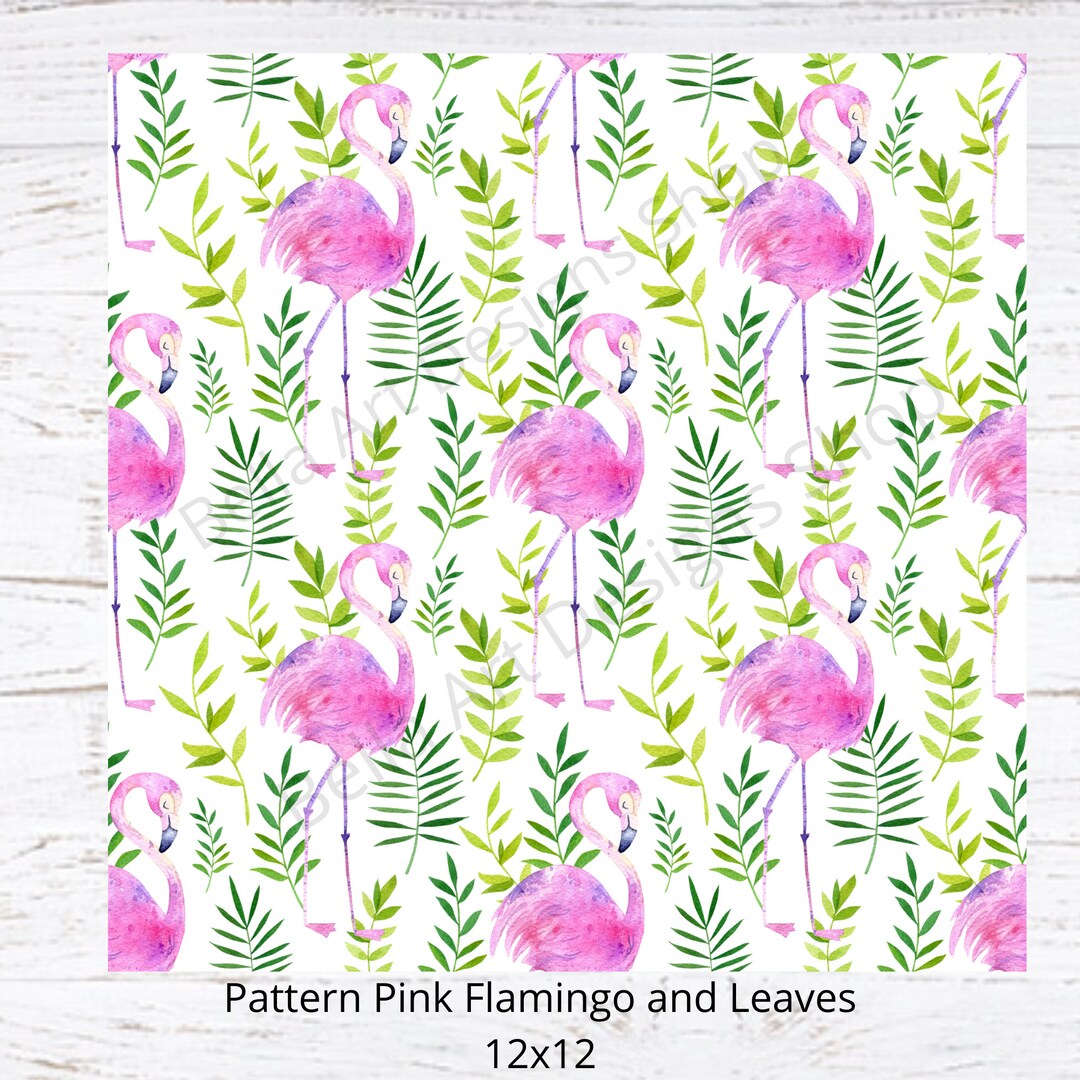 Pink Flamingo Digital Paper Watercolor Pink Green Pattern - Etsy