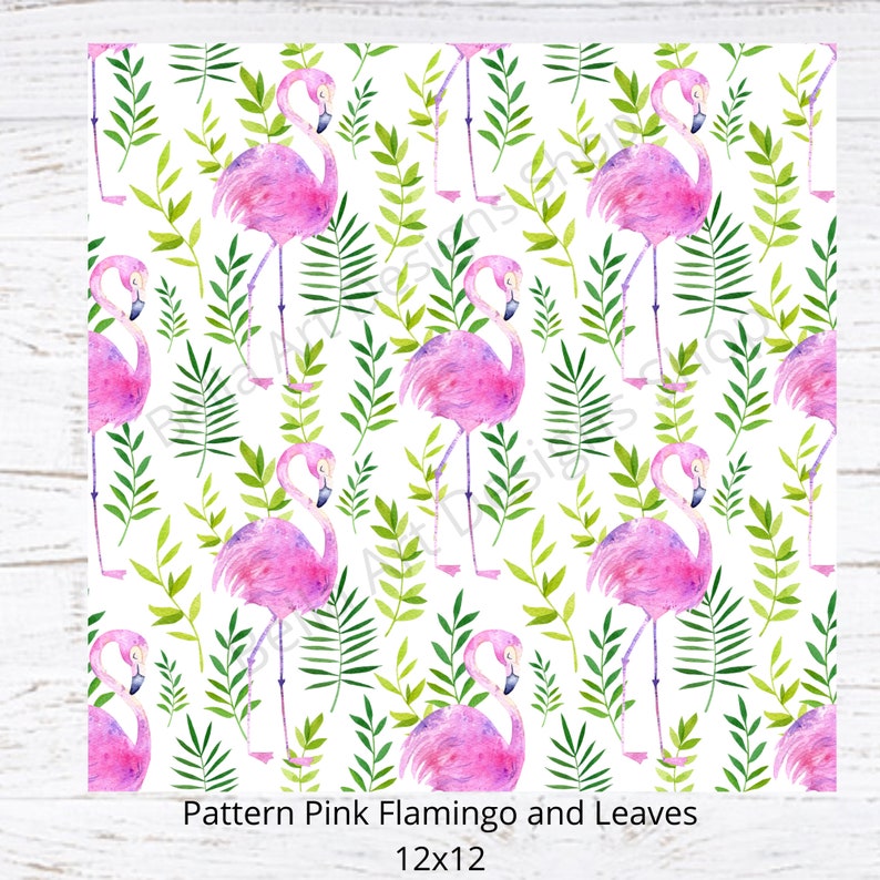 Pink Flamingo Digital Paper Watercolor Pink Green Pattern - Etsy