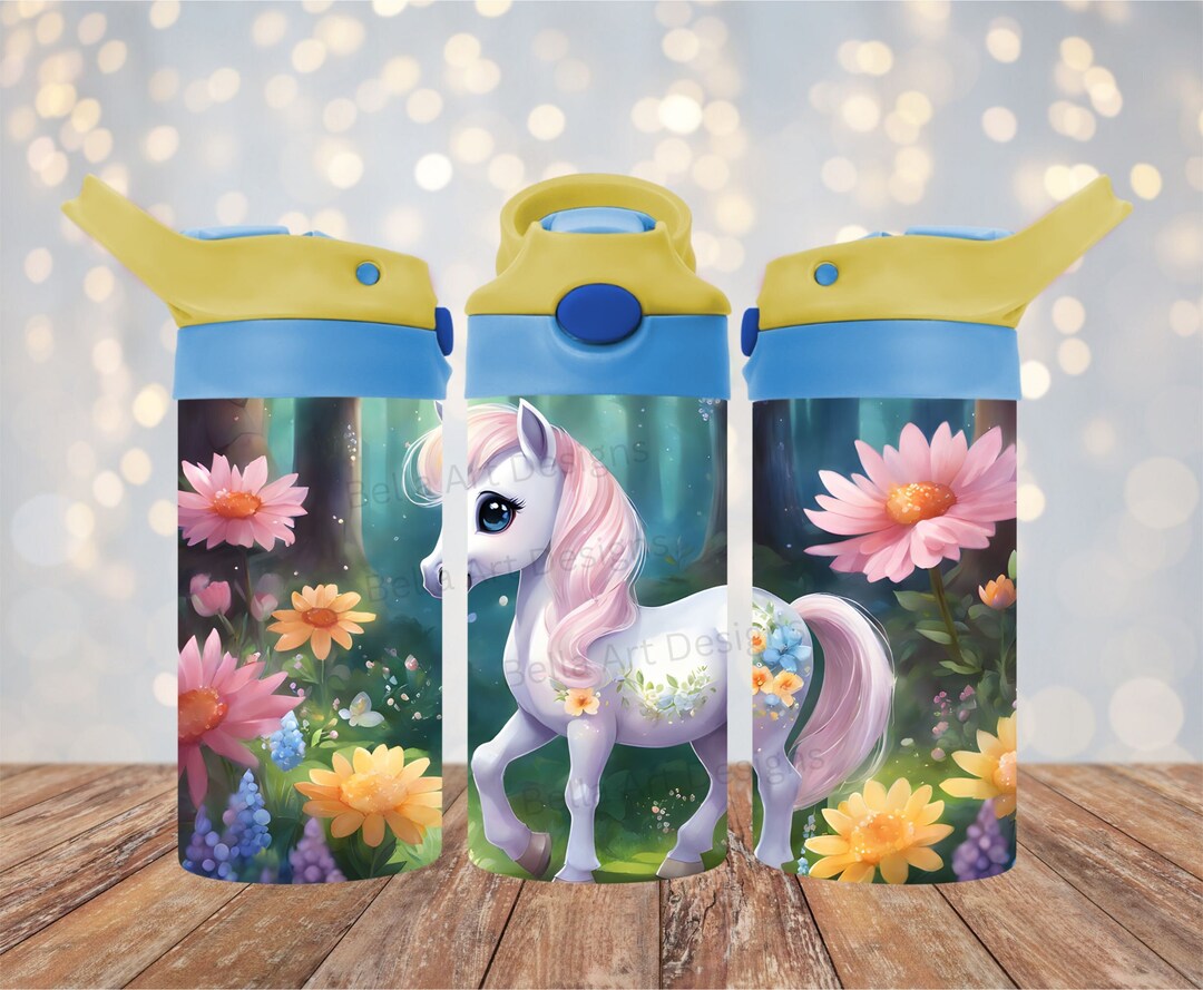 Cute Pony 12 Oz Kids Fliptop Sippy Cup Tumbler Wrap 12 Oz Straight ...
