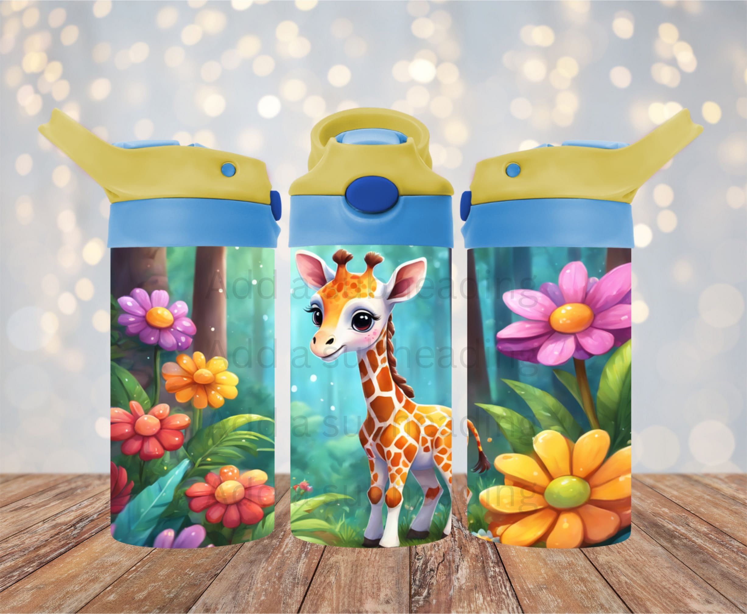 Baby Giraffe 12 Oz Kids Sippy Cup Fliptop Tumbler Wrap 12 Oz Straight ...