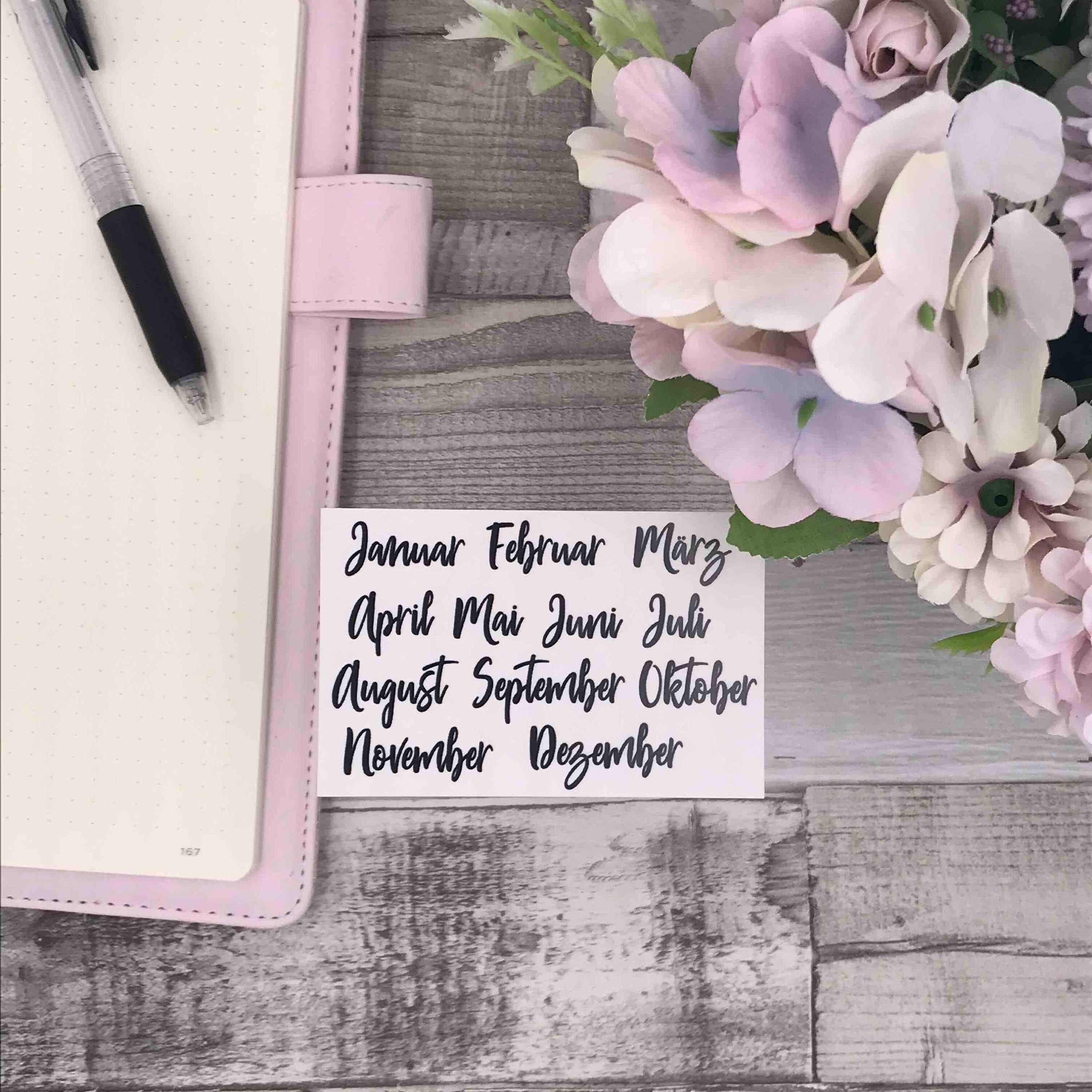 Month Names Bullet Journal Stickers Handlettering Matt - Etsy